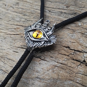 Devil Demon Eye Bolo Tie - Wedding Necklace - Leather Rope Bola Tie ...