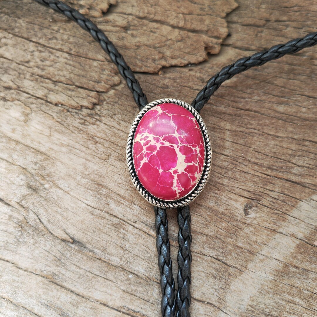 Red Jasper Cowboy Bolo Tie: Western Wedding Leather Necklace - Etsy