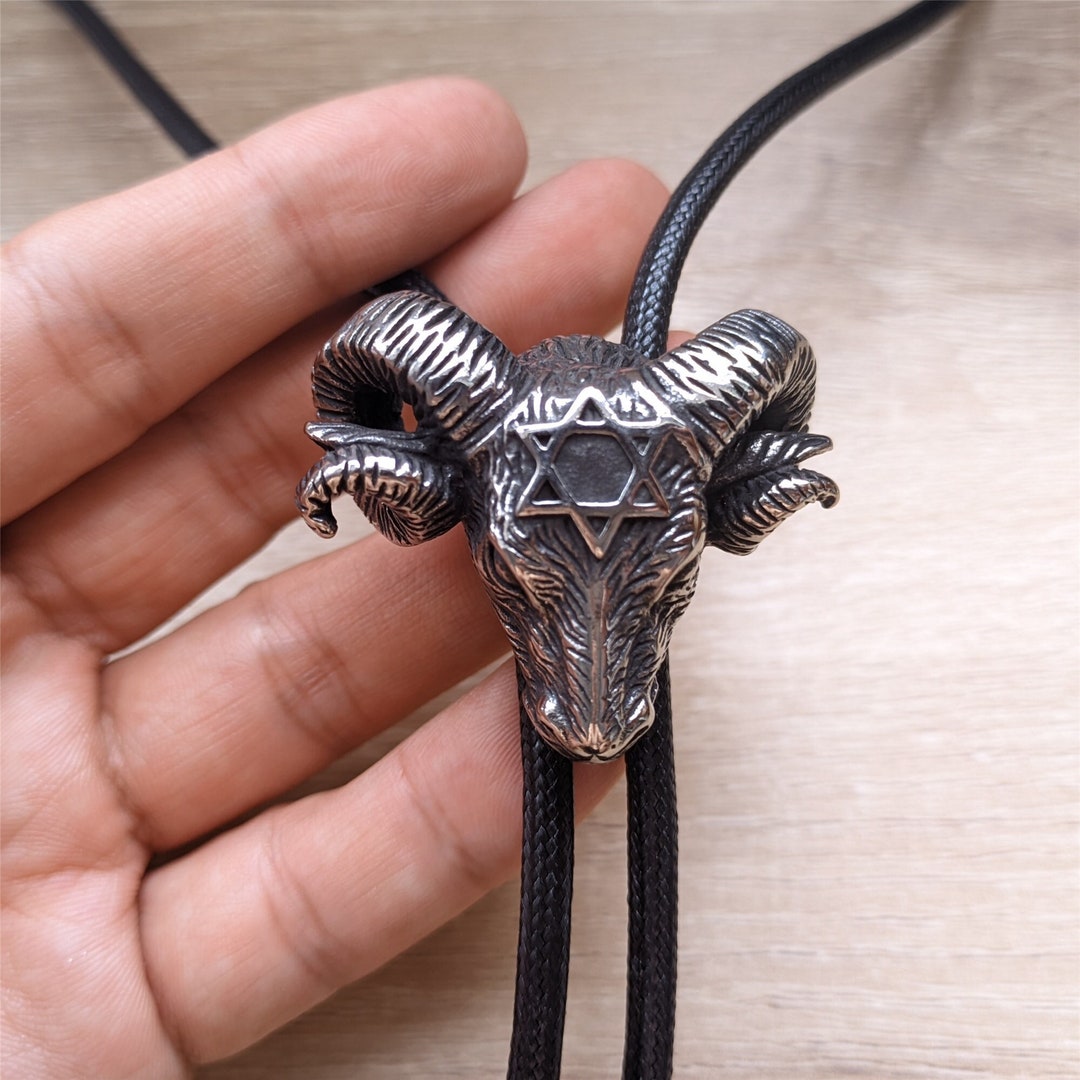 Hexagram Ram Head Bola Bolo Tie - Wedding Necklace - Western Cowboy ...