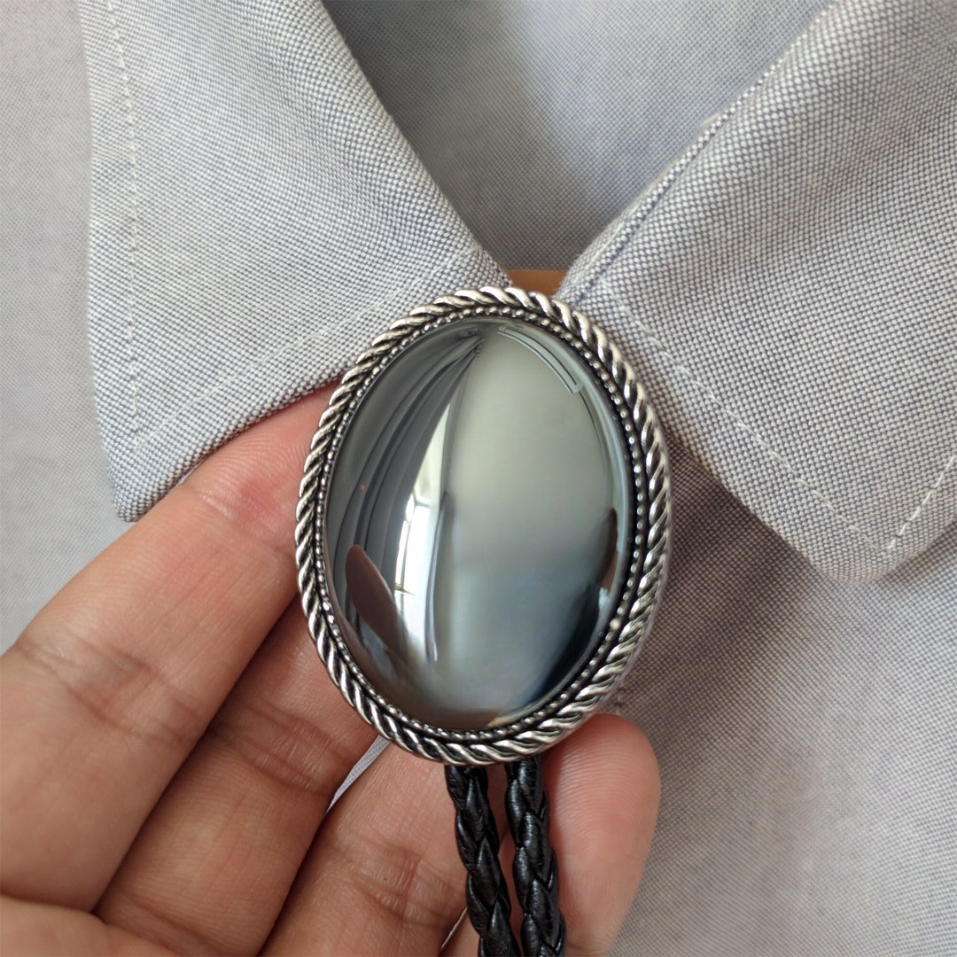Hematite Bola Bolo Tie - Magic Power Energy Stone Wedding Necklace - PU ...