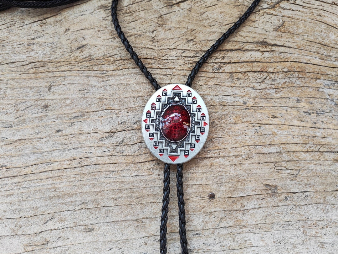 Southwest Totem Ruby Bolo Tie: Silver-plated Western Necktie - Etsy