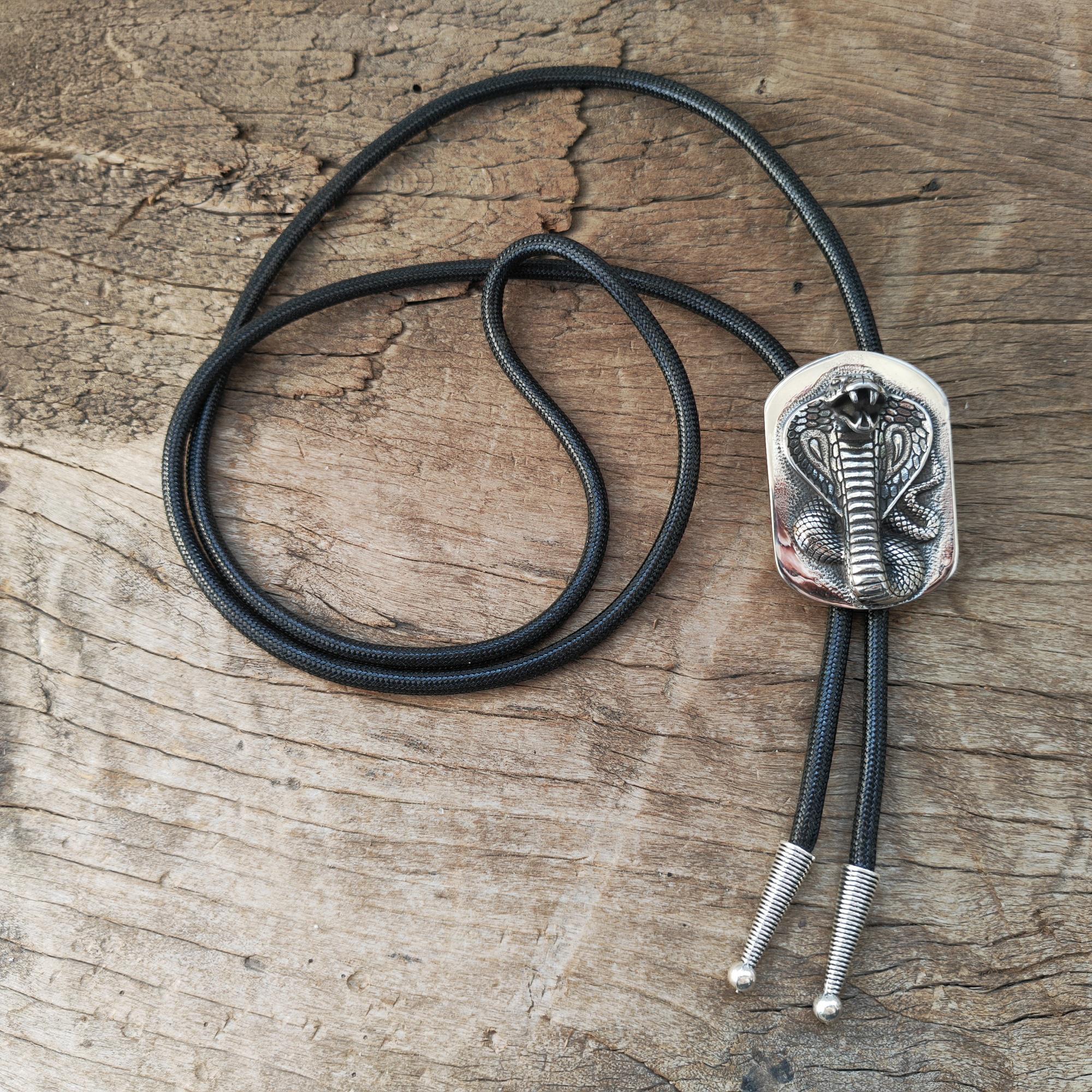 King Cobra Bolo Tie: Silver-plated Western Wax Rope Necklace - Etsy