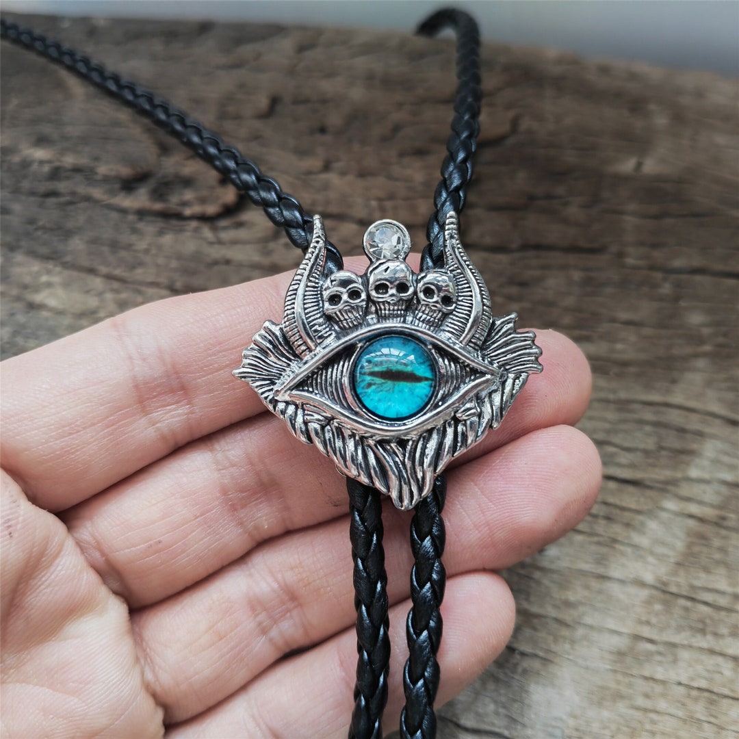 Devil Demon Eye Bolo Tie - Wedding Necklace - Leather Rope Bola Tie ...