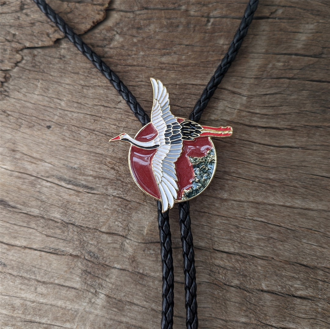 Chinese Style Red-crowned Crane Bola Bolo Tie - Western Cowboy Bolos ...