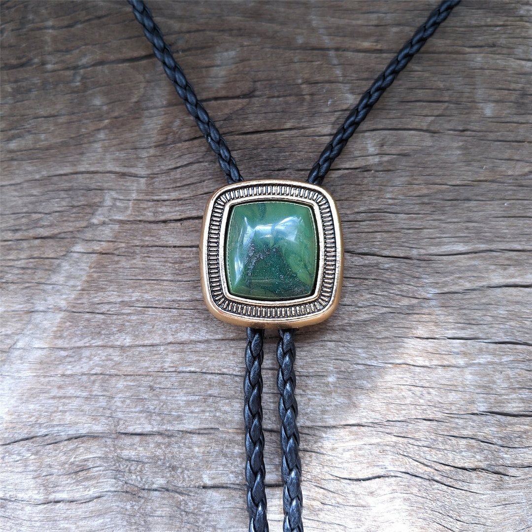 Natural Jade Bolo Tie – Western Cowboy Necklace, Silver-plated - Etsy