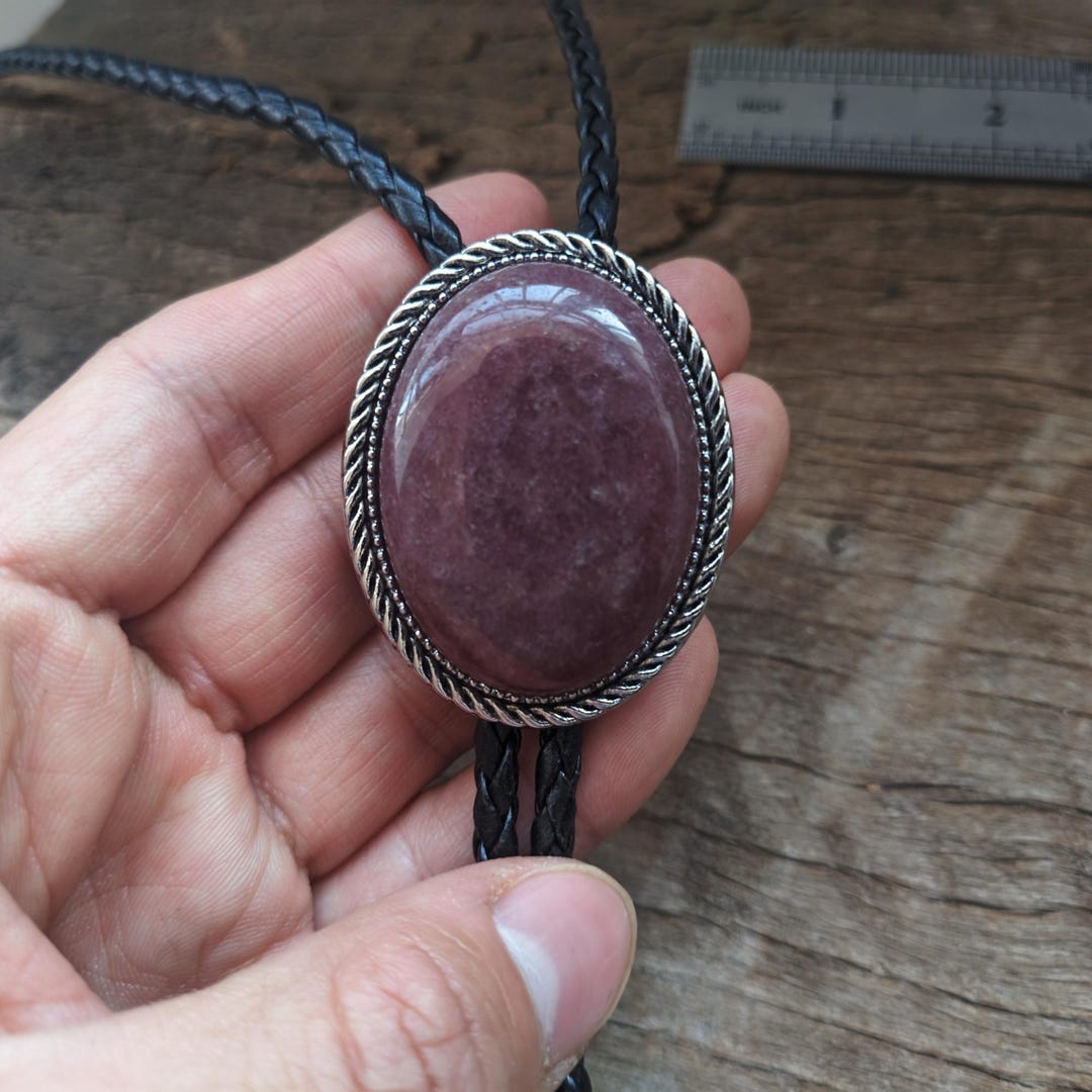 Dark Red Agate Bola Bolo Tie - Wedding Necklace - PU Leather Rope ...