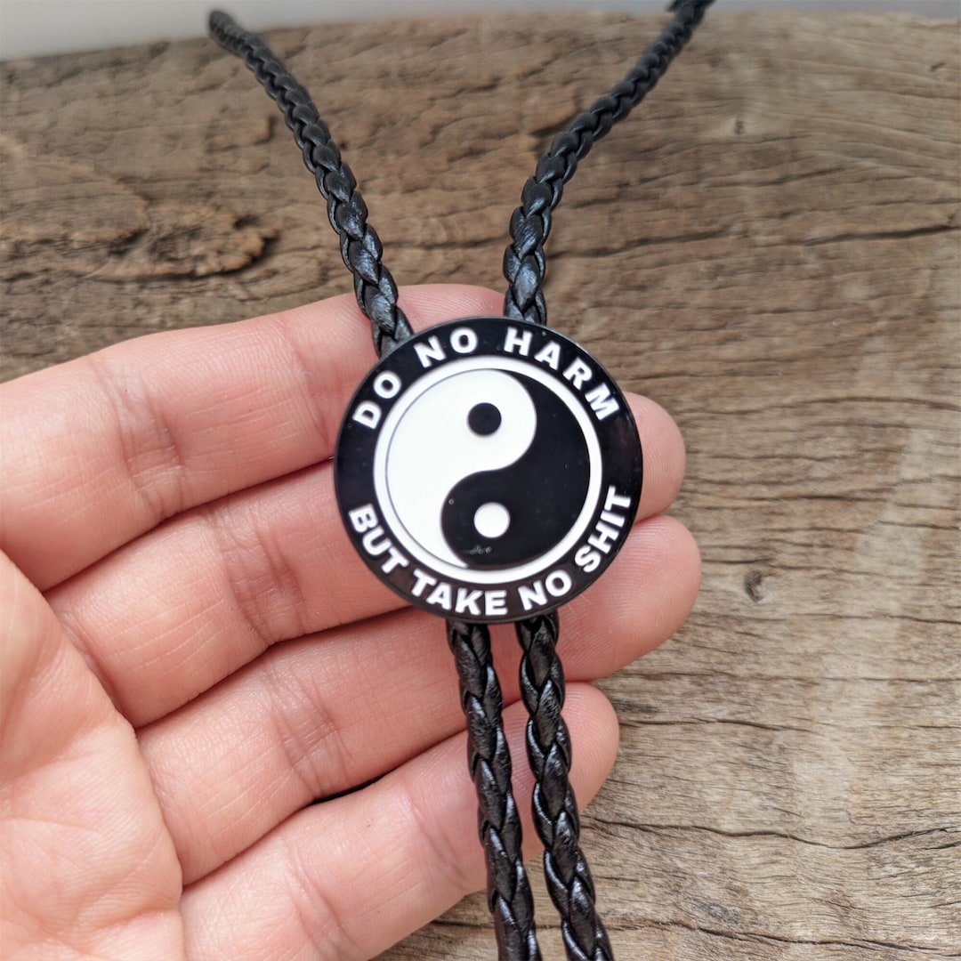 Chinese Taiji Yinyang Bola Bolo Tie - Leather Rope Wedding Necklace ...