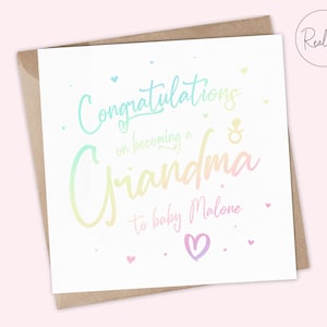 Grandparent Congratulations Card, Baby Announcement Card, New ...