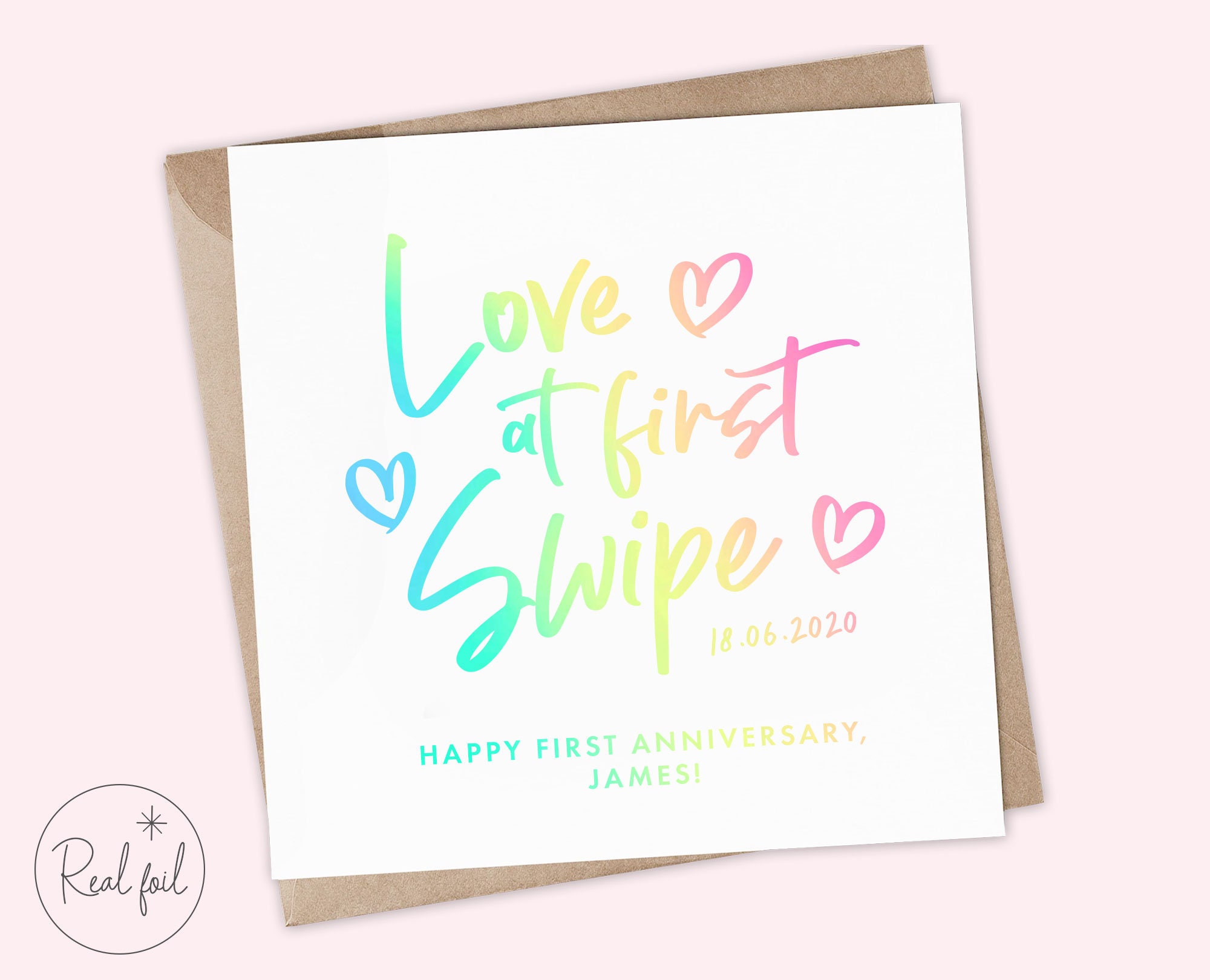 Personalised Anniversary Card Tinder Bumble POF I Love You | Etsy