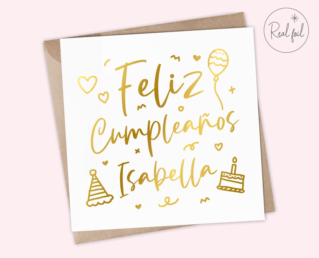 Feliz Cumpleaños, Spanish Happy Birthday Card, Personalised Happy ...