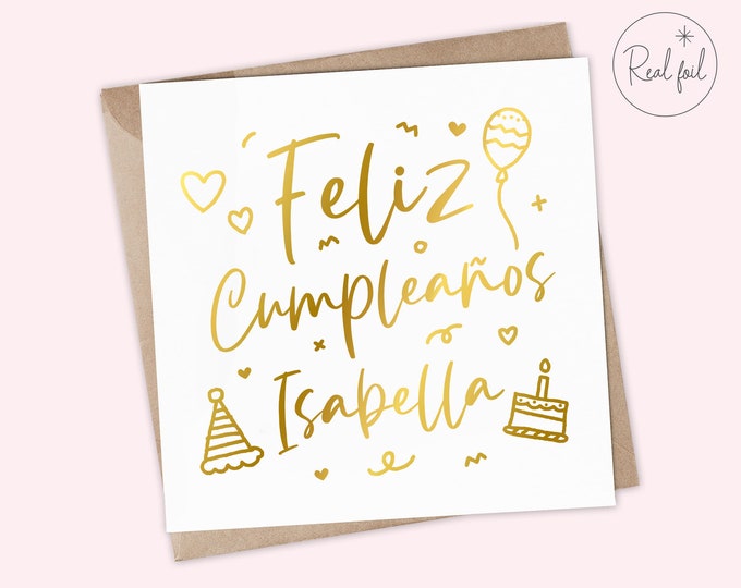 Feliz Cumpleaños Card, Happy Birthday, Spanish Card, Greeting Cards ...