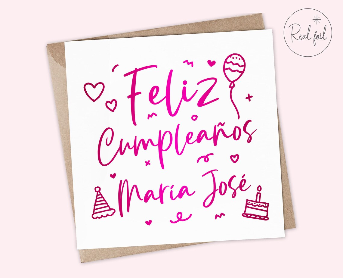 Feliz Cumpleaños, Spanish Happy Birthday Card, Personalised Happy ...