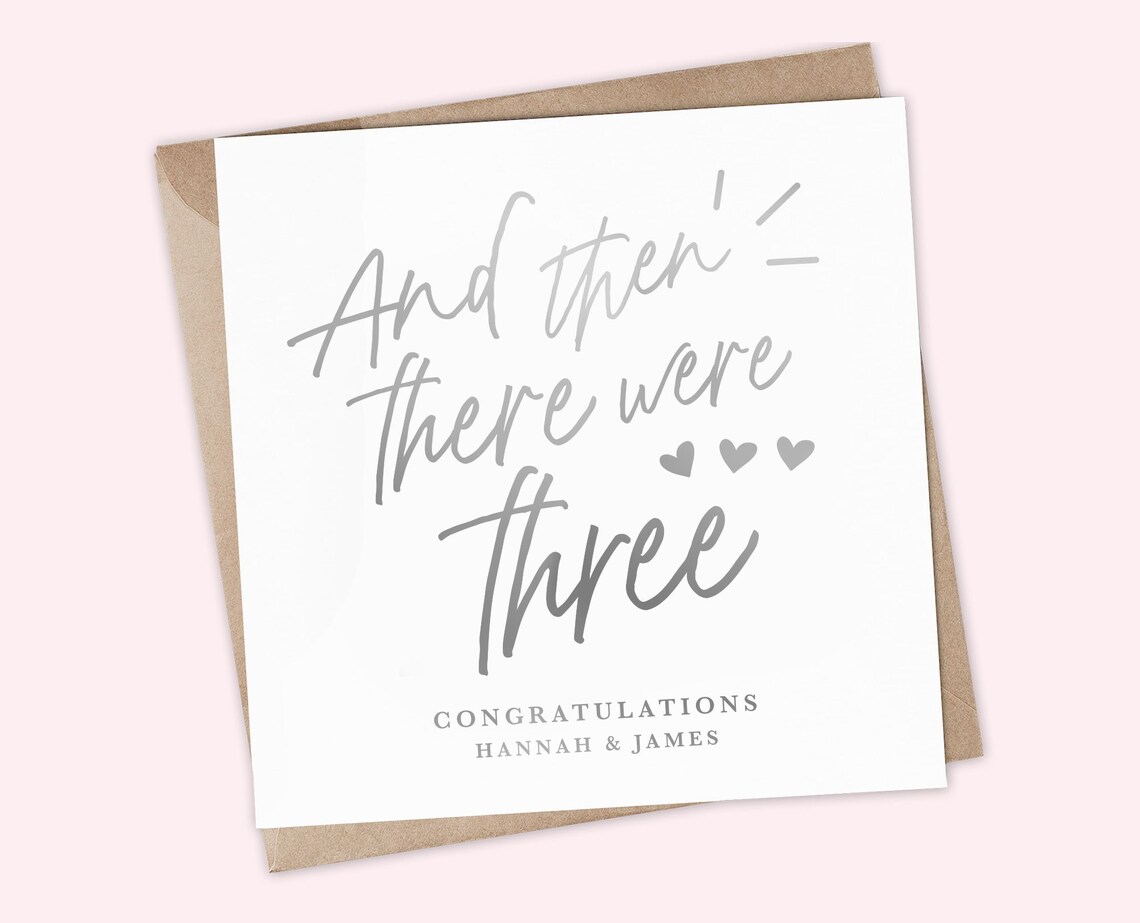 New Baby Card and Then There Were Three Expecting Card | Etsy UK