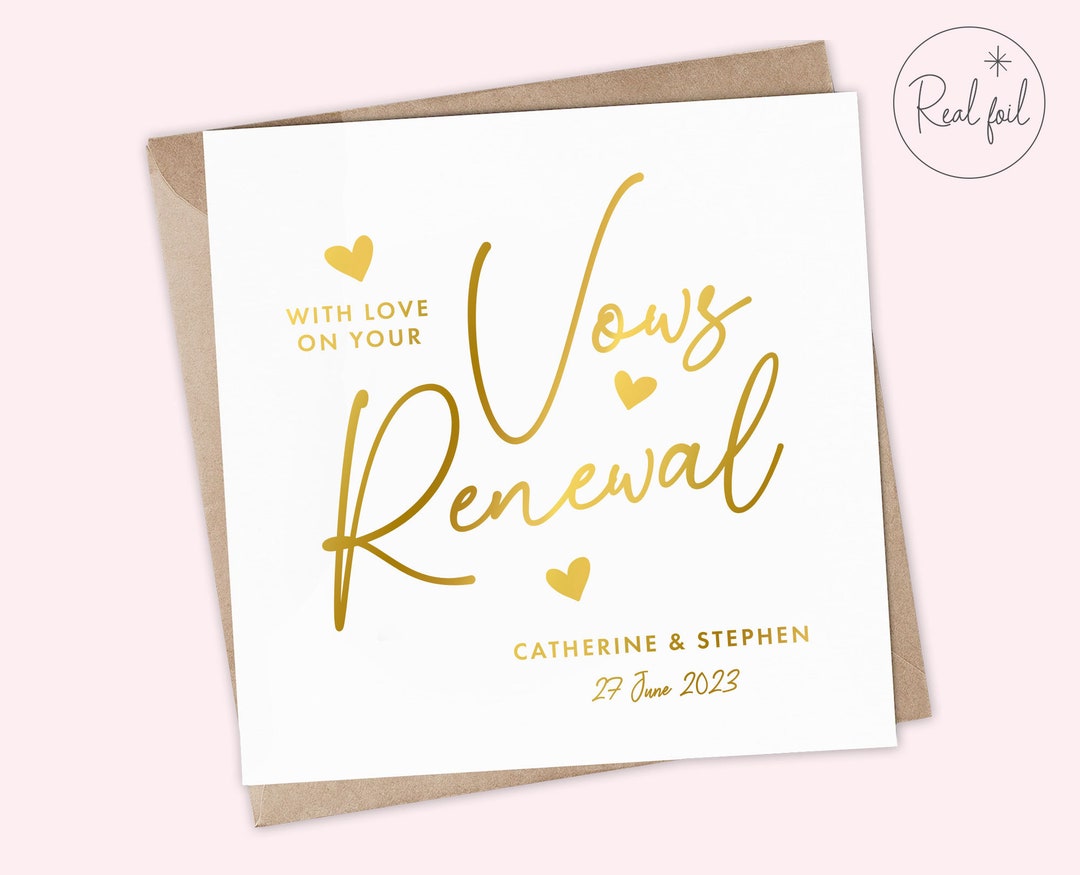 Vow Renewal Card, Wedding Vow Card, Wedding Renewal Vow Card, Card for ...