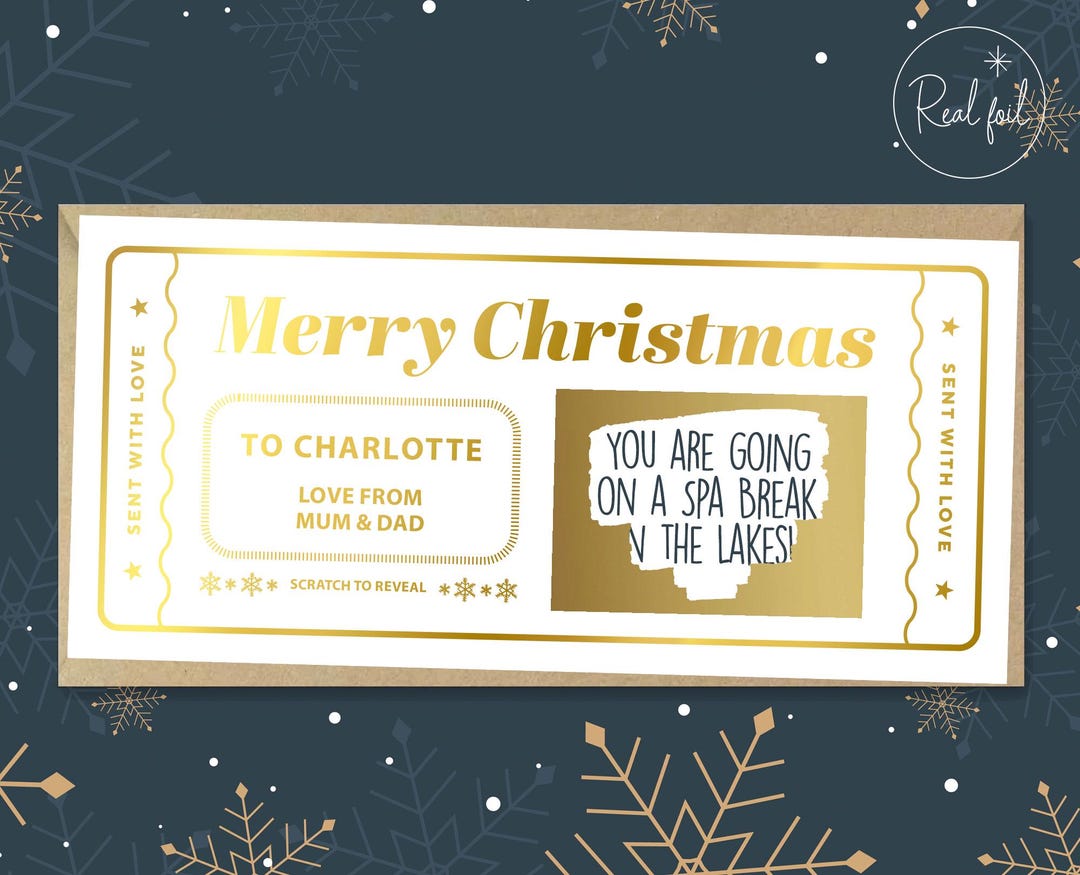 Christmas Gift Voucher, Scratch to Reveal, Personalised Voucher Gift ...