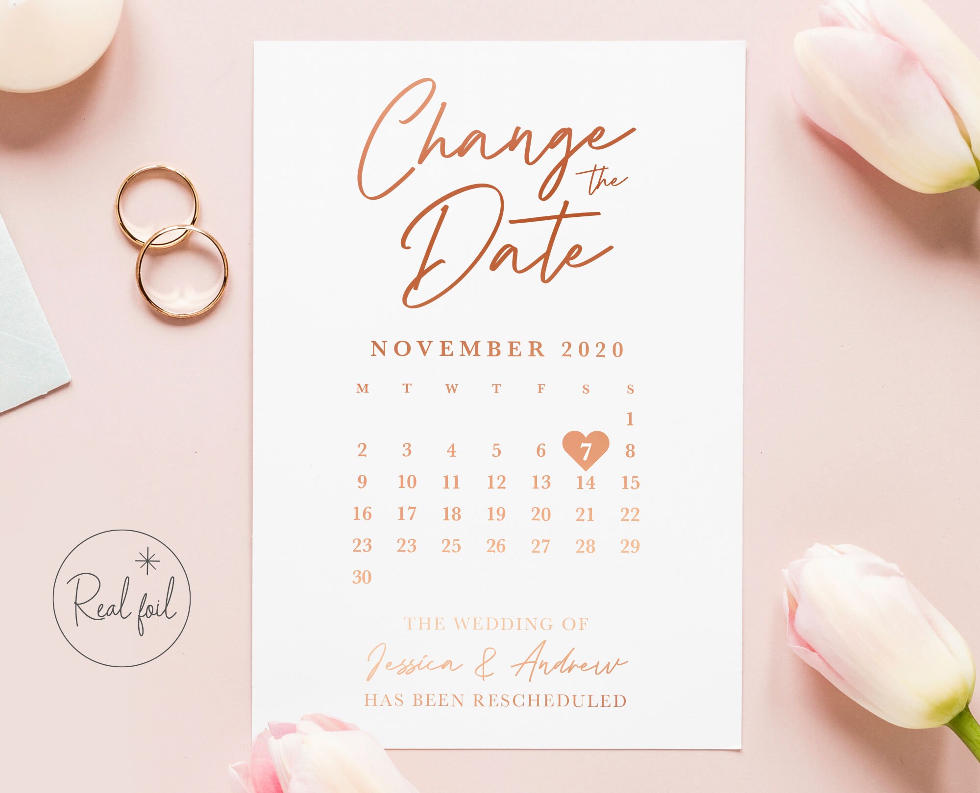 Personalised Foil Change the Date Card Foil Change Our Date - Etsy UK