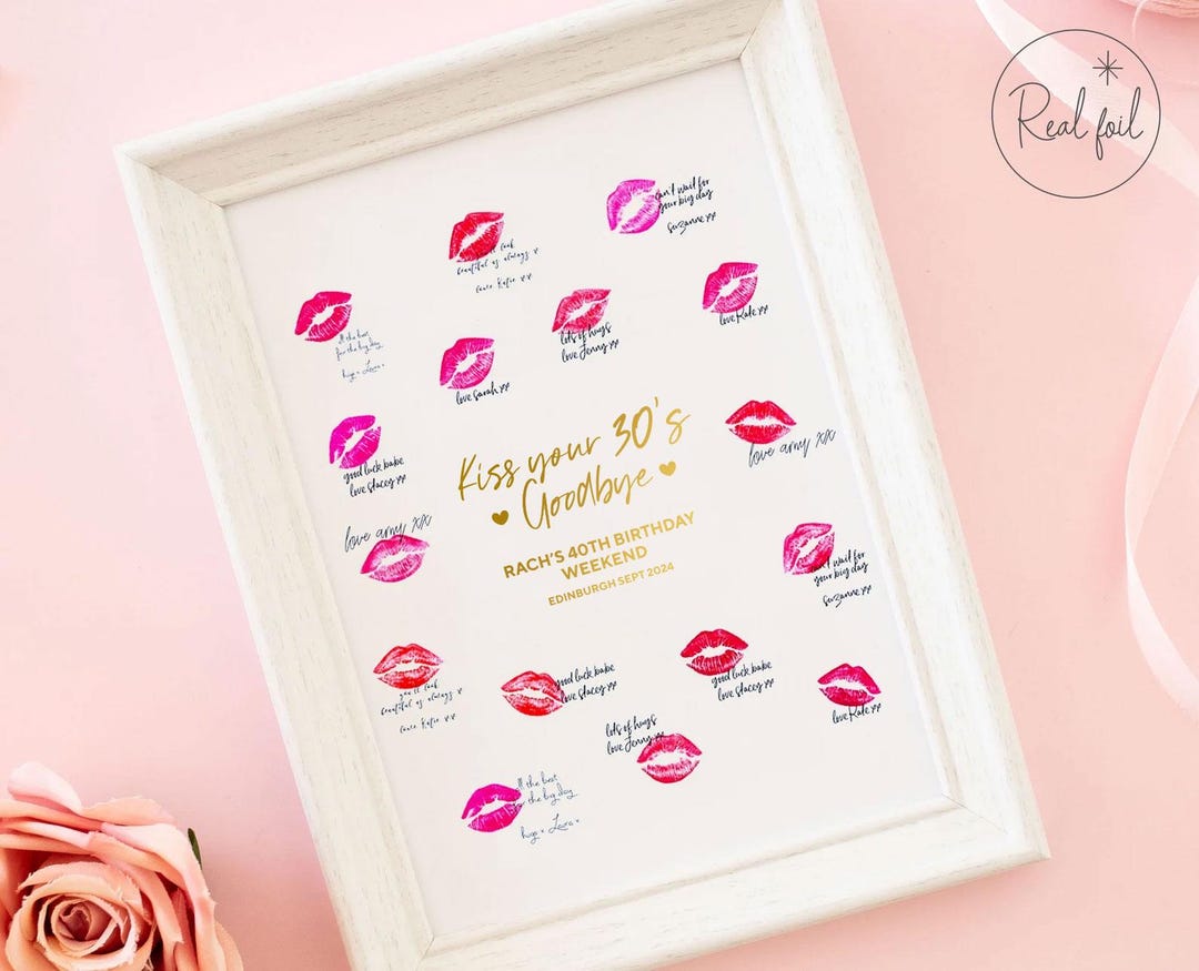 Kiss Your 30s Goodbye Print, Lipstick Print, Birthday Print, Keepsake ...