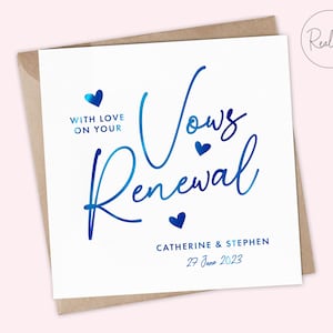 Vow Renewal Card, Wedding Vow Card, Wedding Renewal Vow Card, Card for ...