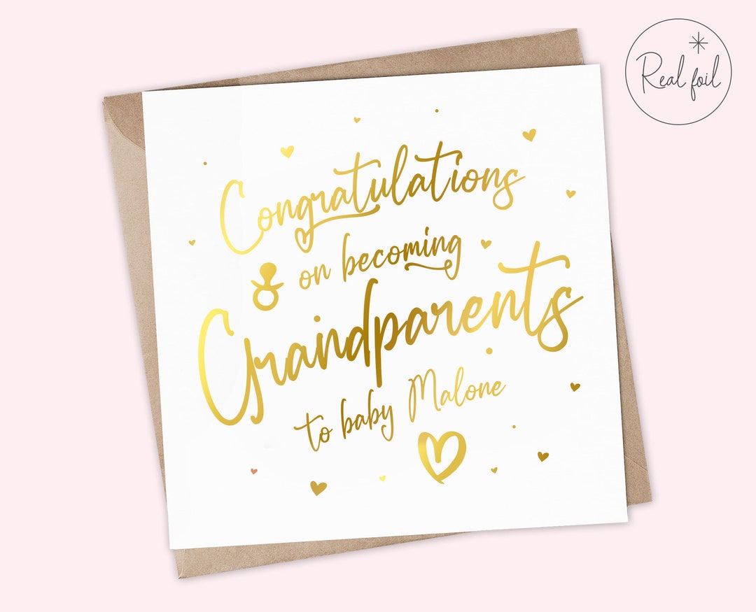 Grandparent Congratulations Card, Baby Announcement Card, New ...