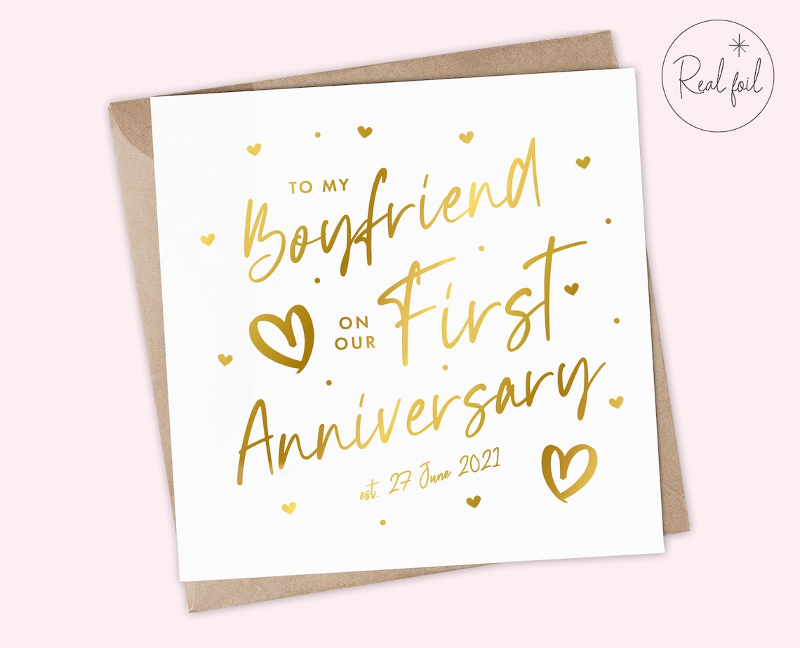 Personalised First Anniversary Card, Happy First Anniversary Boyfriend ...