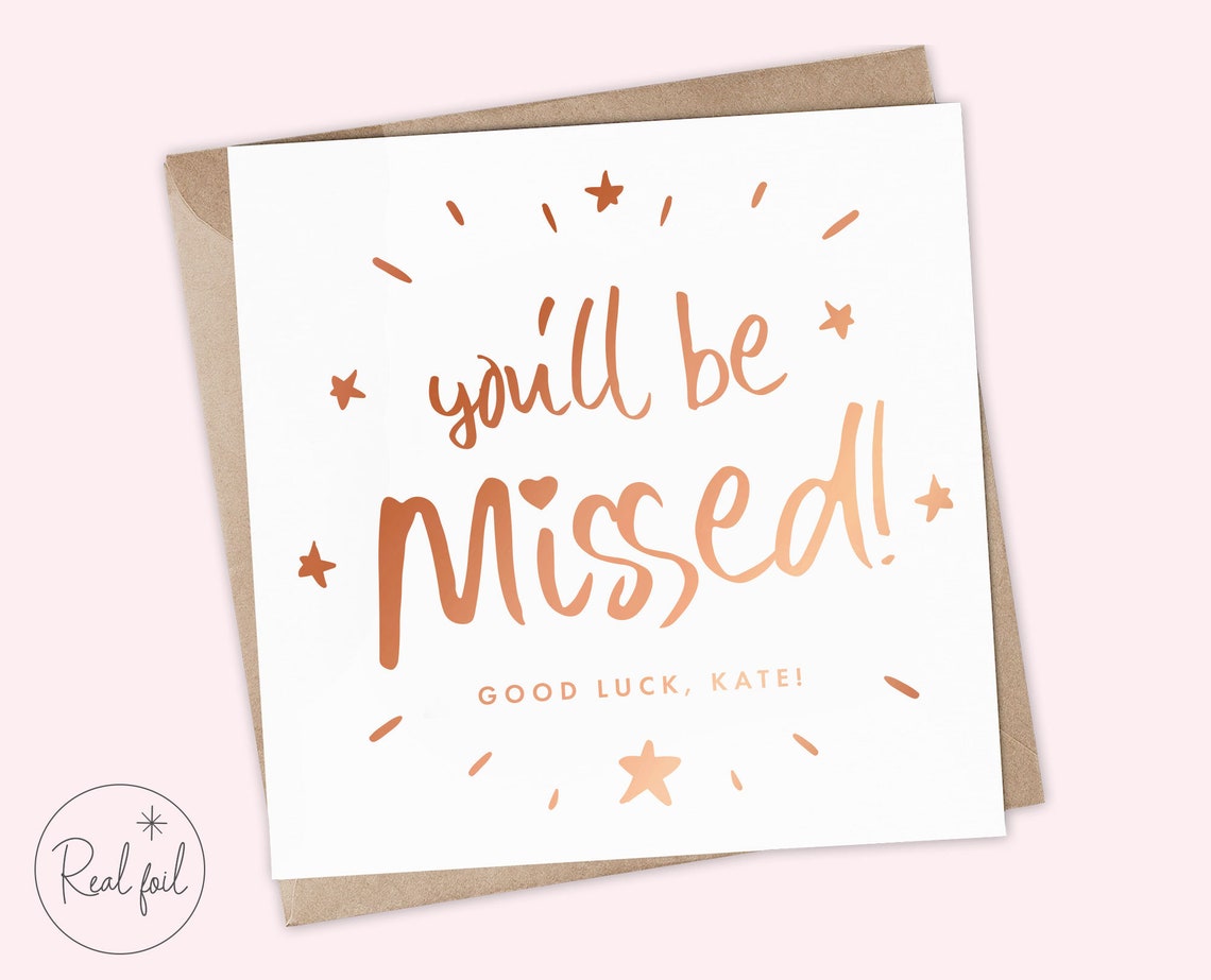 Personalised You'll Be Missed - New Job Good Luck Card - Best of Luck ...