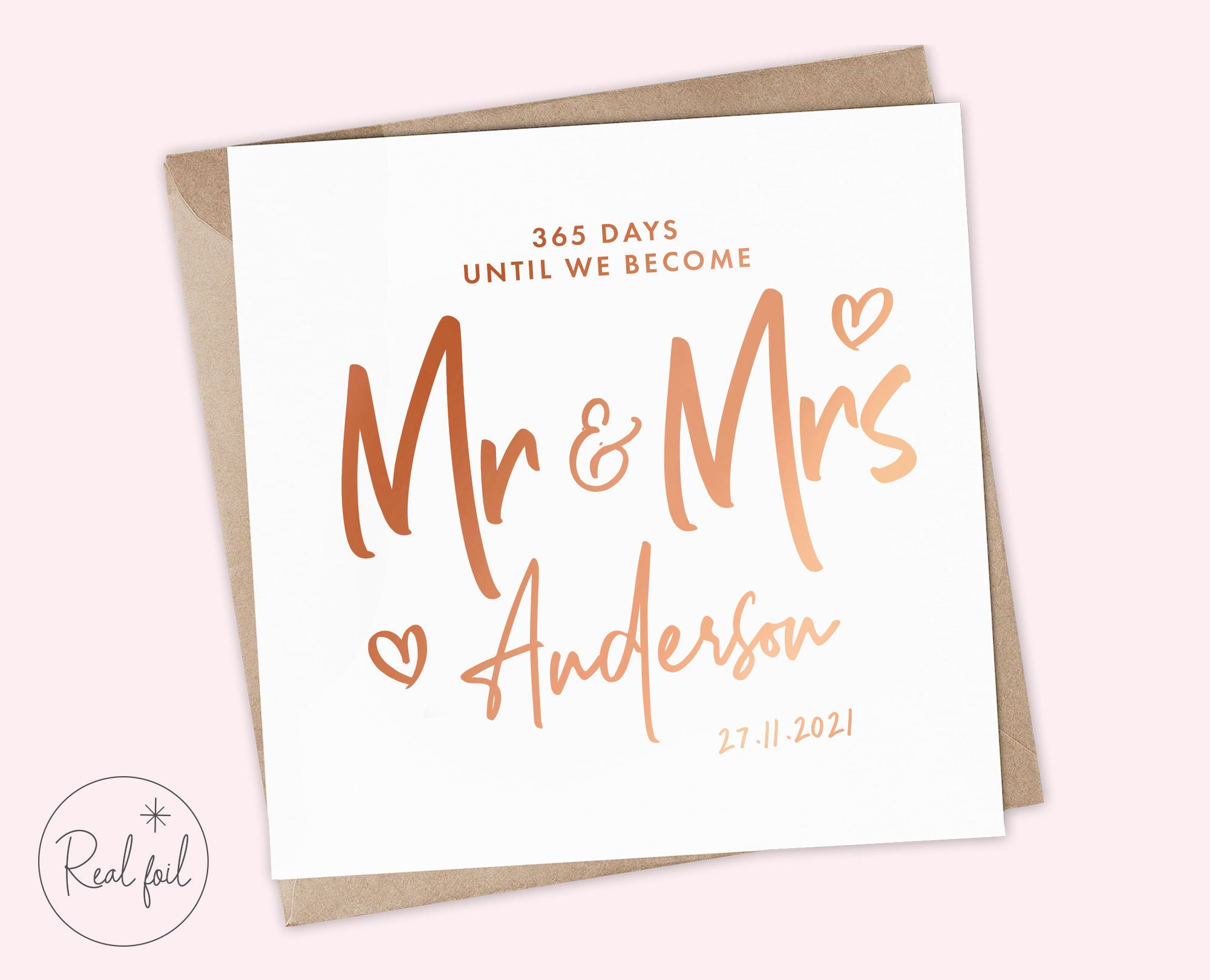 Wedding Countdown Card - One Year Until We Are Married - One Year Until ...