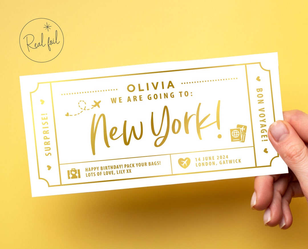 Foil Surprise Holiday Ticket, Personalised Surprise Trip Voucher ...