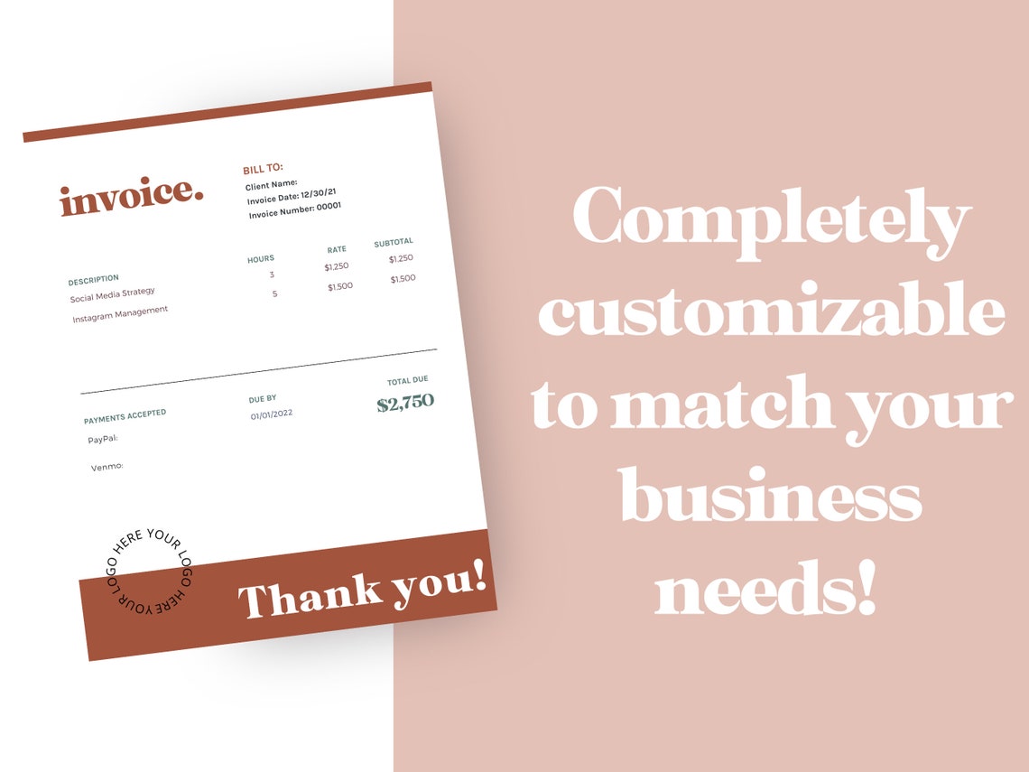 Freelance Invoice Template | Social Media Manager Invoice | Editable ...