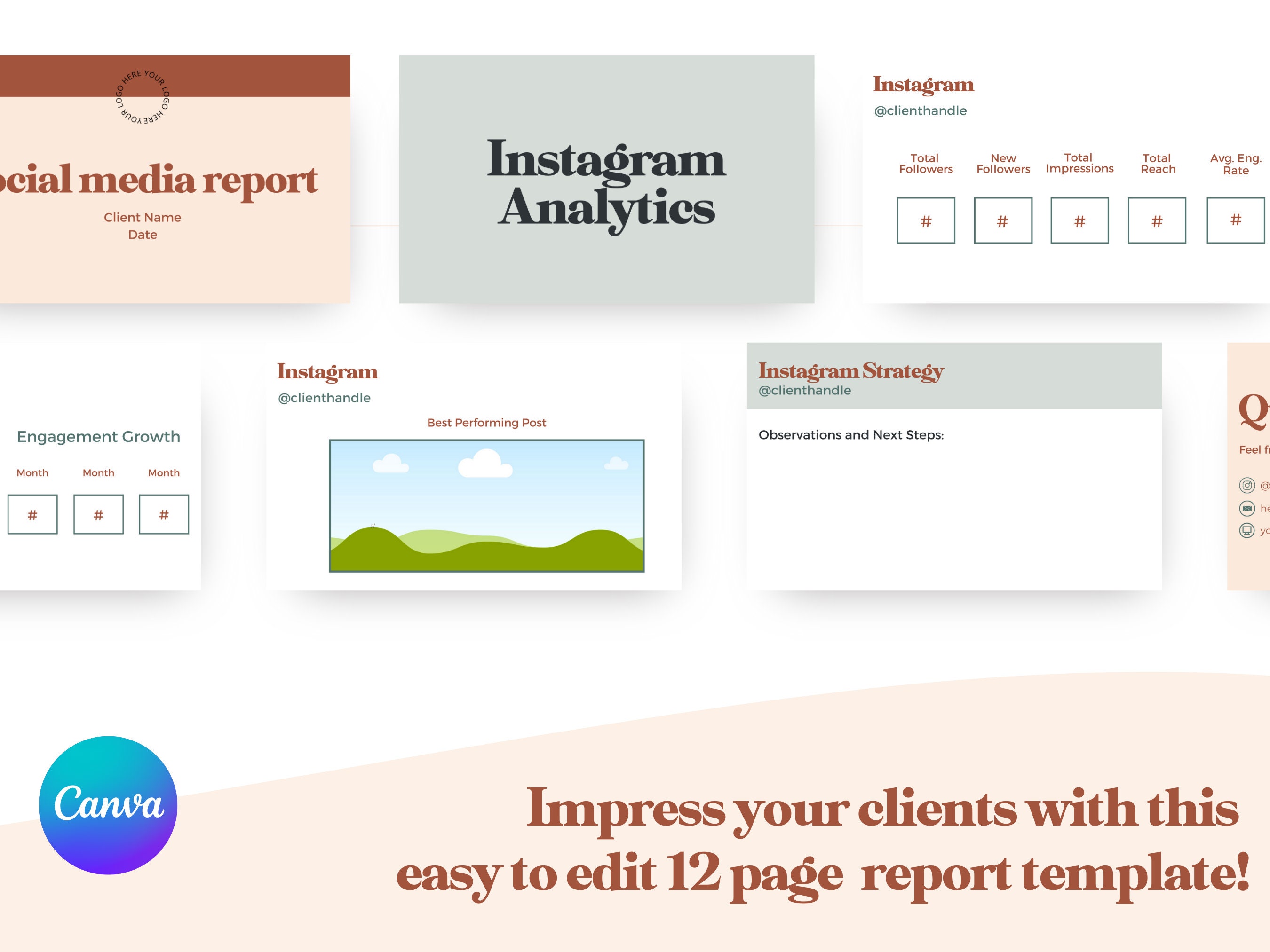 Social Media Analytics Report Template | Social Media Manager | Canva ...