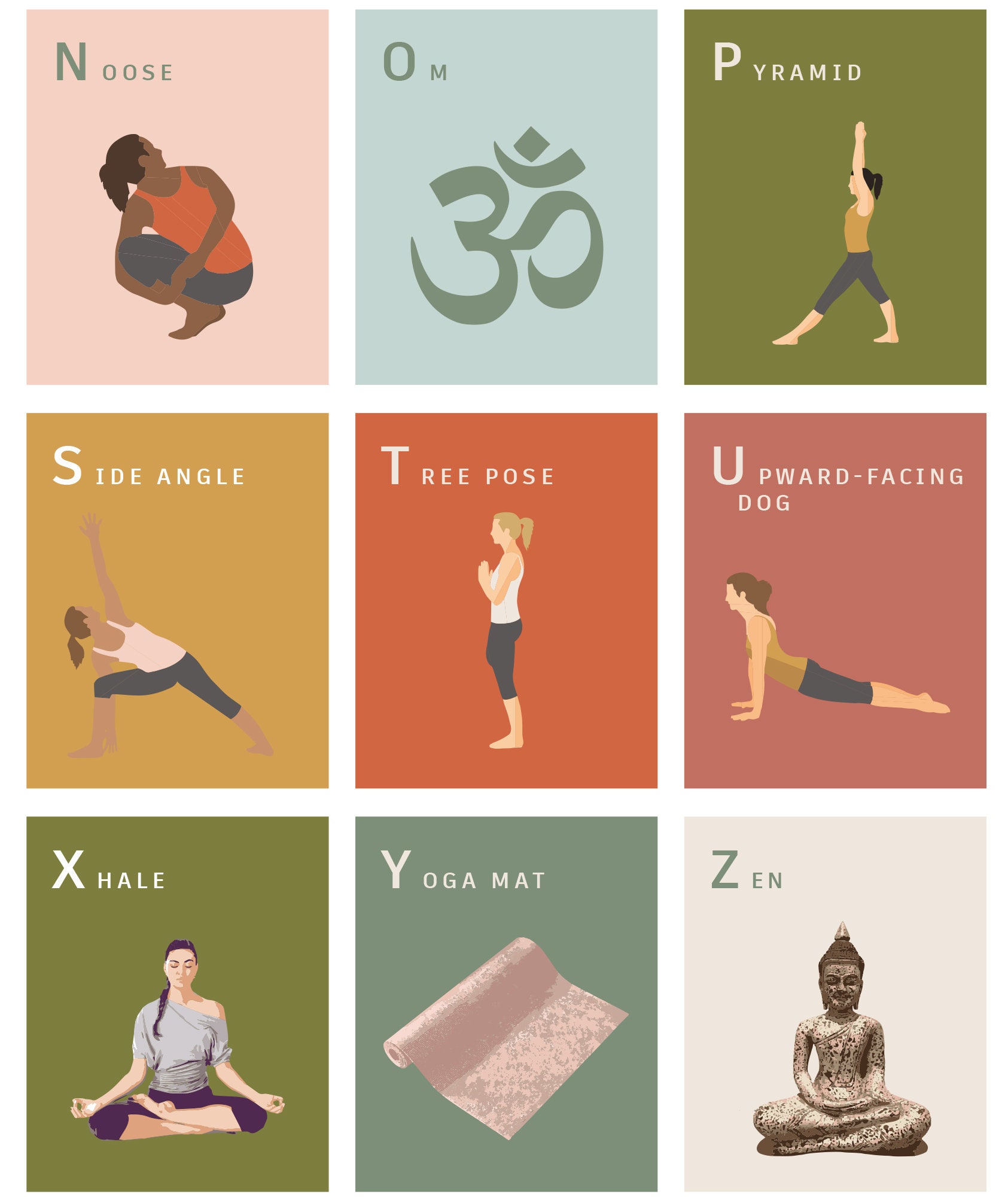 The Yoga Alphabet A-Z Print. Unframed Digital Art A to Z Print. Great ...