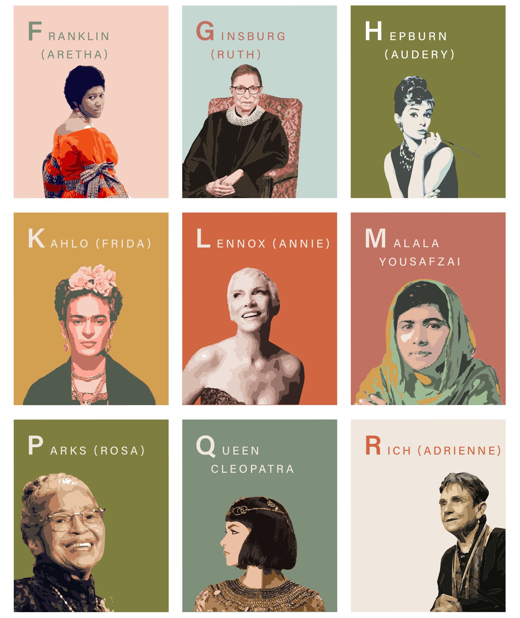The Alphabet of Really Inspirational Women A-Z Digital Art - Etsy