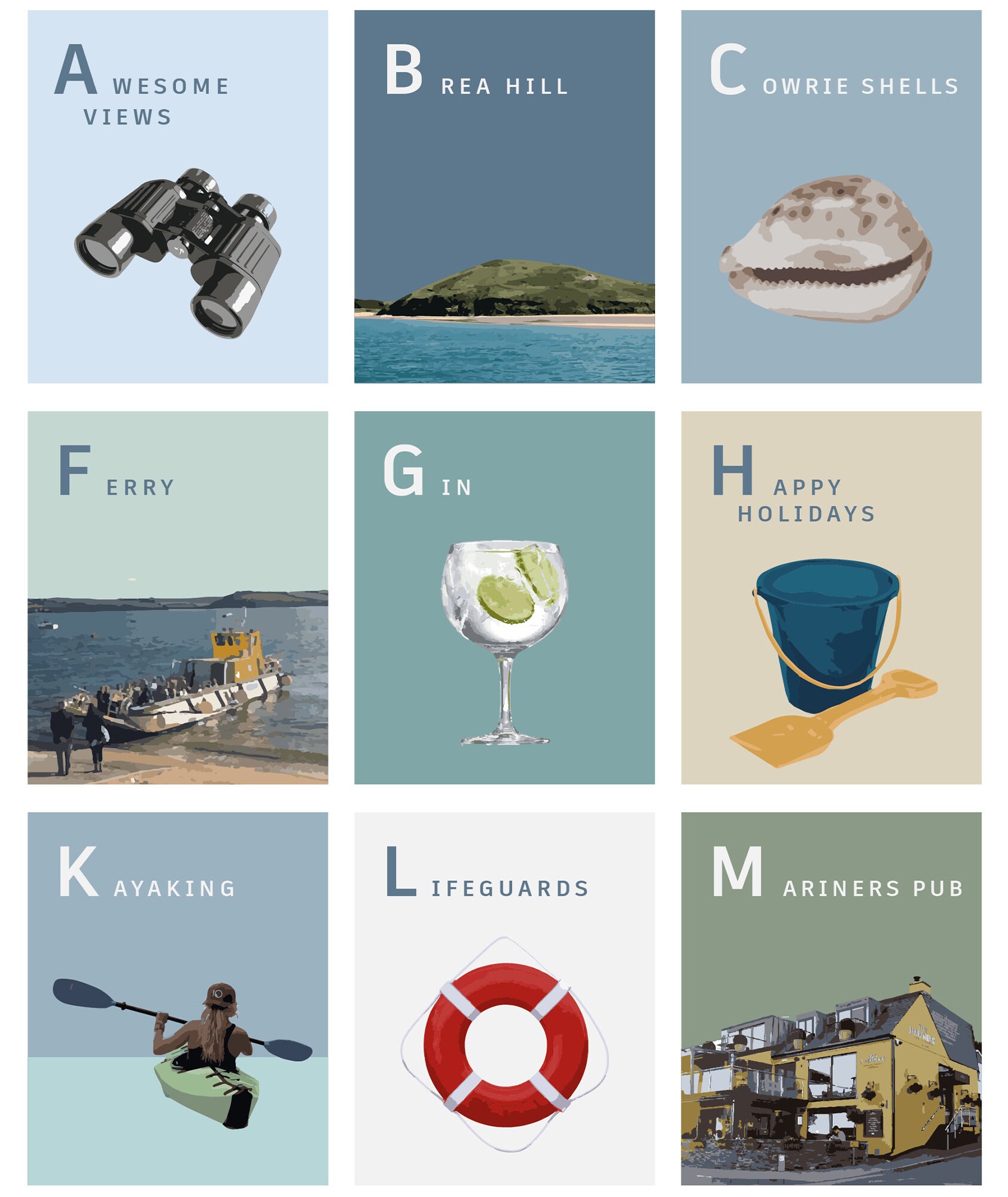 The Cornwall Alphabet A-Z Digital Art Print. Unframed A to Z - Etsy