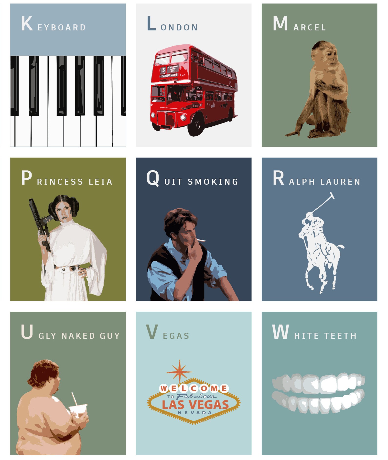 The Friends TV Show Alphabet A-Z Print. Unframed Print for Home, Great ...