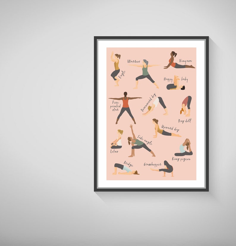 Yoga Poses A5 A4 A3 Digital Illustration, Art Print. Great Gift & Home ...