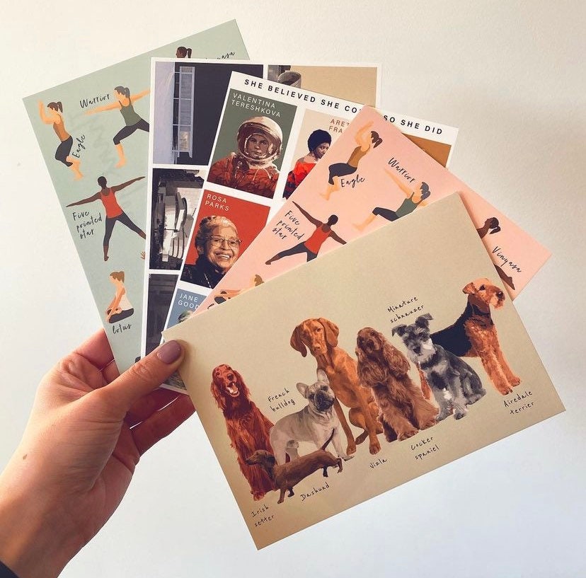 Yoga Poses Illustration Art Print Postcards. Great Gift for Yoga ...