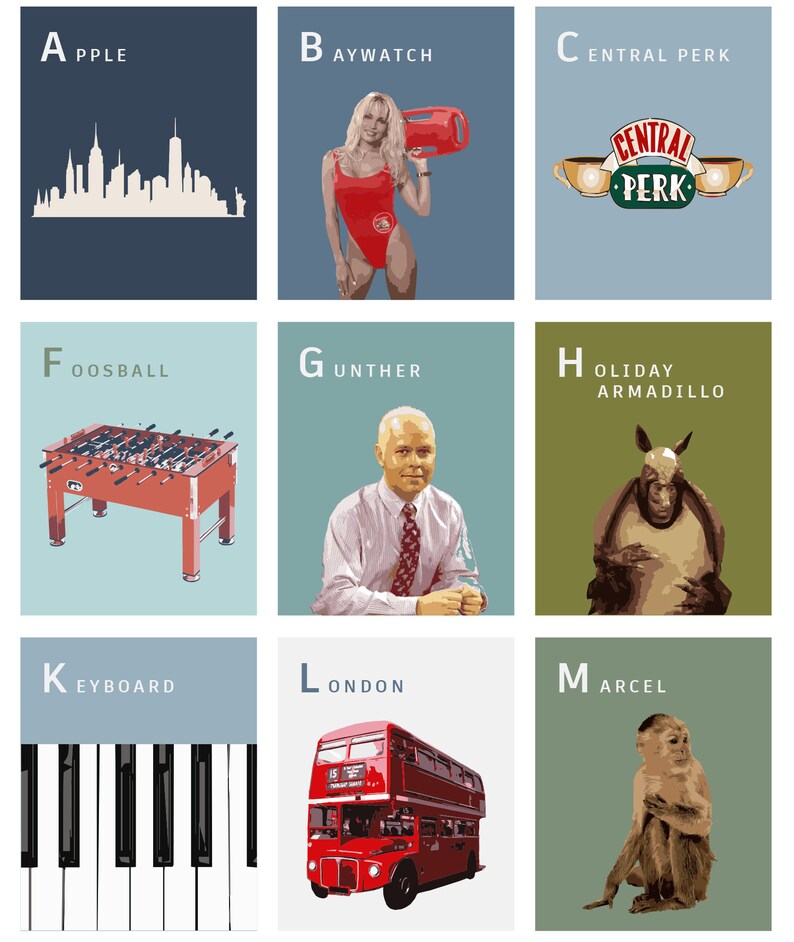 The Friends TV Show Alphabet A-Z Print. Unframed Print for Home, Great ...