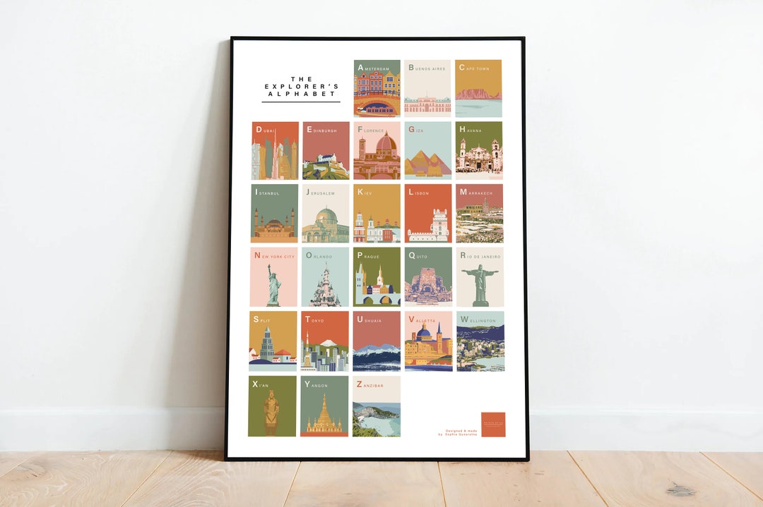 The Explorers Alphabet A-Z Print. Unframed Digital Art A to Z Print ...