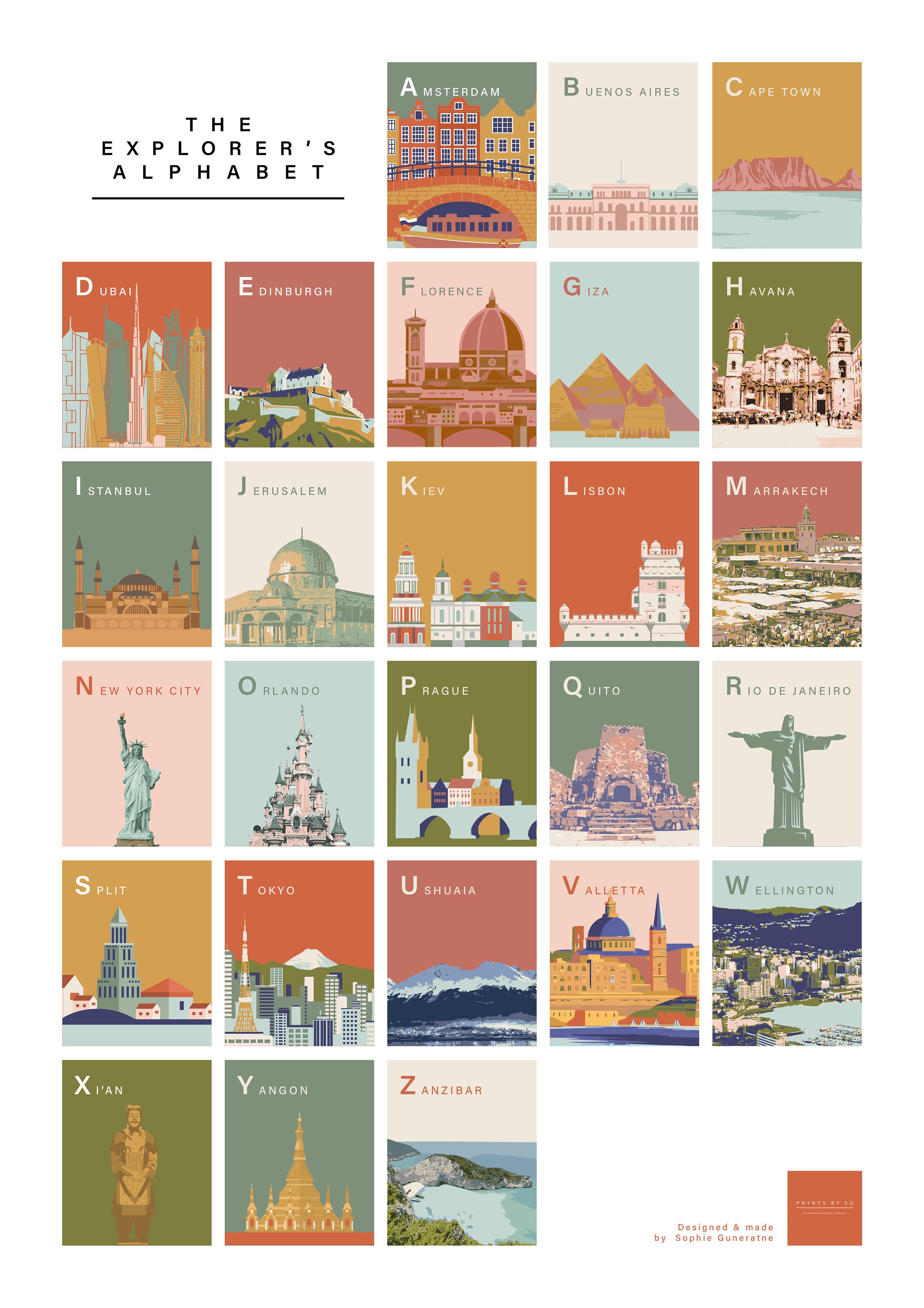 The Explorers Alphabet A-Z Print. Unframed Digital Art A to Z Print ...