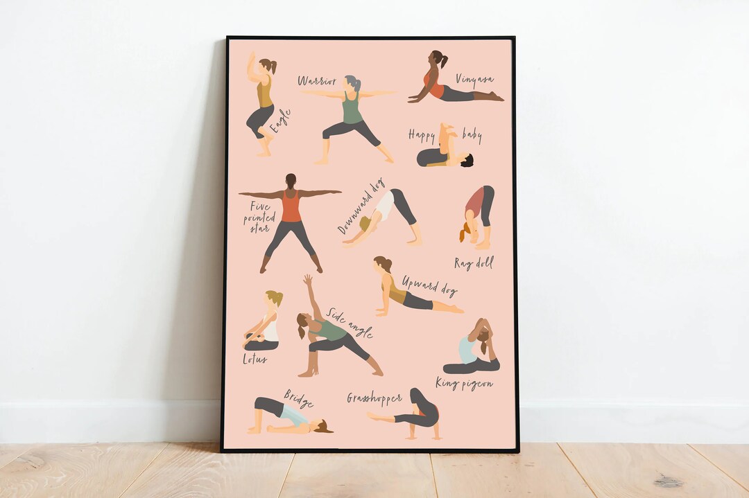 Yoga Poses A5 A4 A3 Digital Illustration, Art Print. Great Gift & Home ...