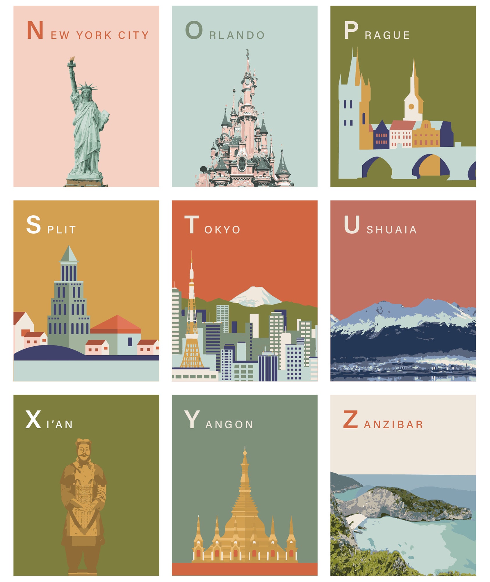 The Explorers Alphabet A-Z Print. Unframed Digital Art A to Z Print ...
