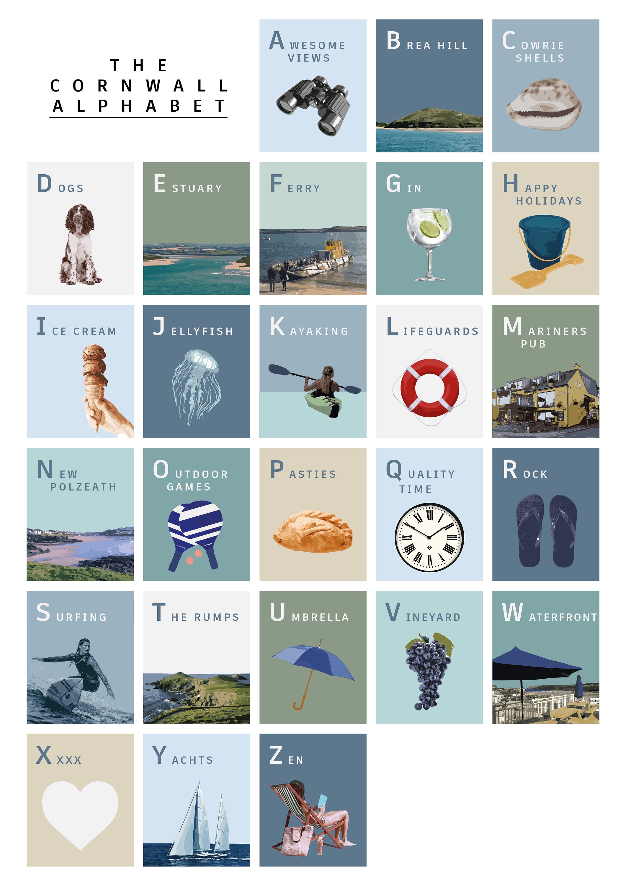 The Cornwall Alphabet A-Z Digital Art Print. Unframed A to Z - Etsy
