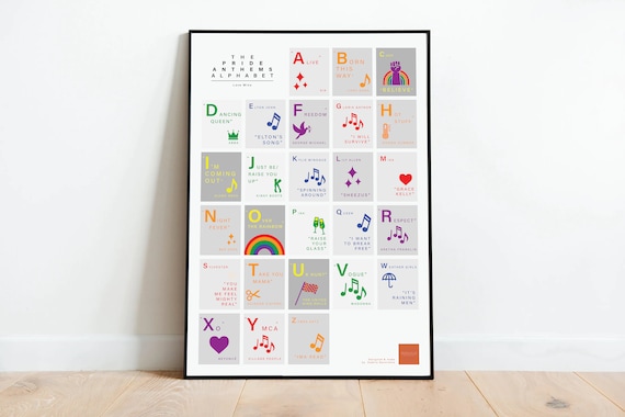 The Pride Anthems Alphabet A-Z Digital Art Print. Unframed | Etsy