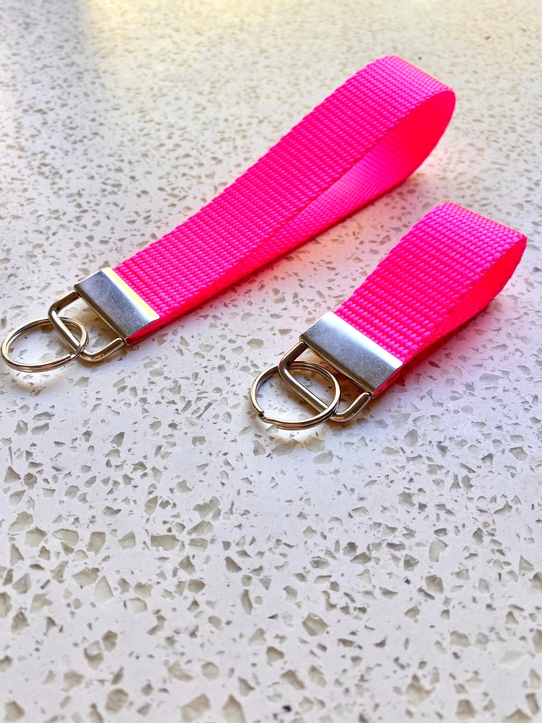 Pink Keychain, Florescent Pink Key Fob, Bright Pink Keychain, Gift for ...