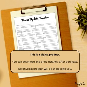 Printable Home Update Tracker, Printable Tracker PDF, Instant Download ...