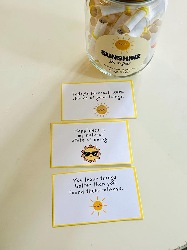 Sunshine Jar – 50 Daily Positive Affirmations for Motivation, Self-care ...