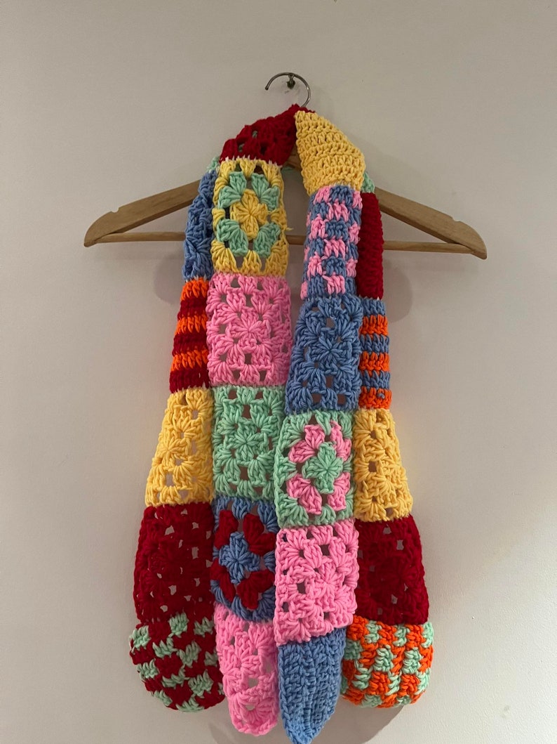 Crochet Patchwork Scarf Pattern (long and Short Versions) - Etsy