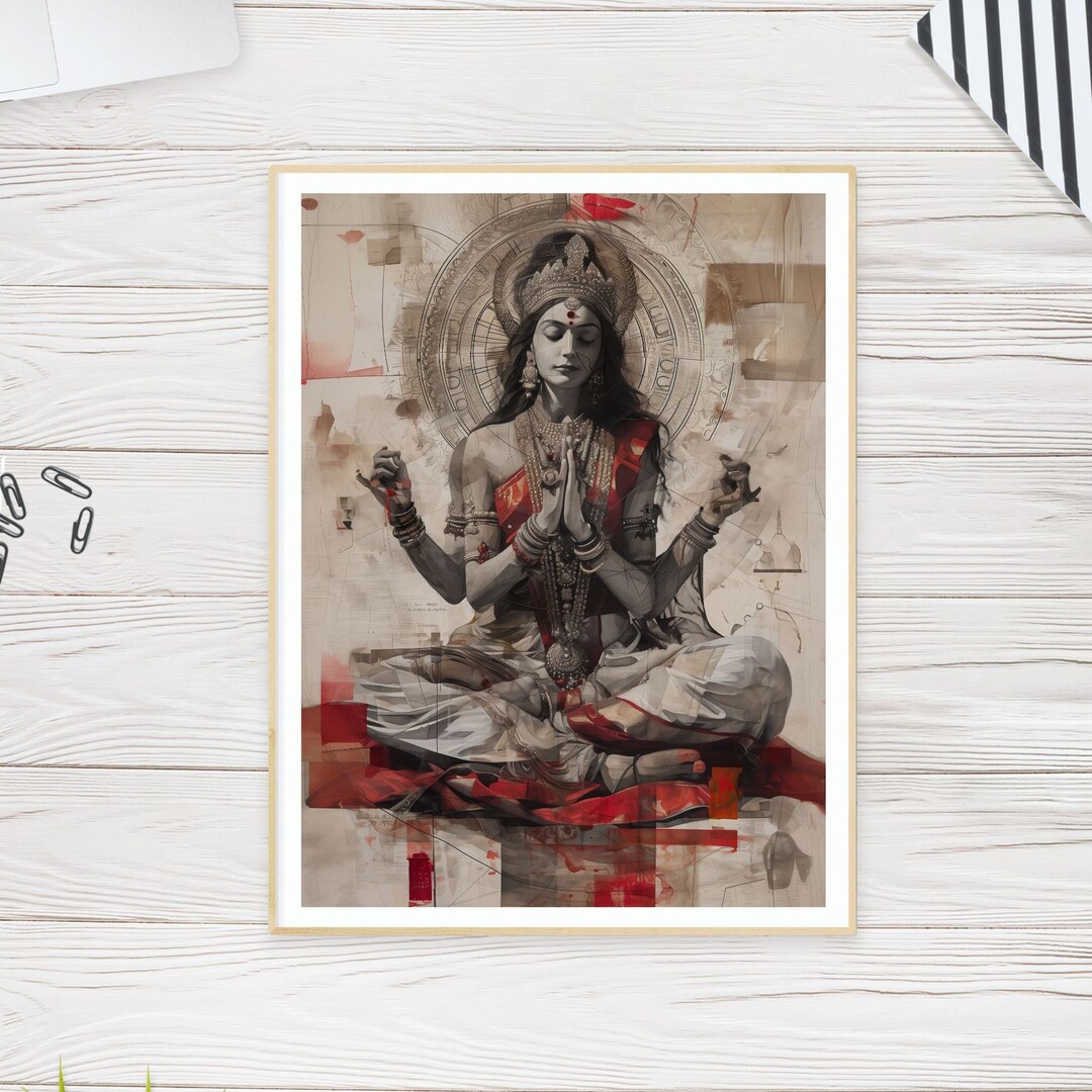 Indian Goddess Durga Art Print, Divine Feminine Wall Art, Mudra Pose ...