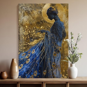 Peacock Goddess Hera Art Print - Canvas Art - Mystical Abundance ...