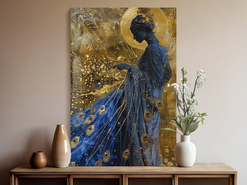 Peacock Goddess Hera Art Print - Canvas Art - Mystical Abundance ...