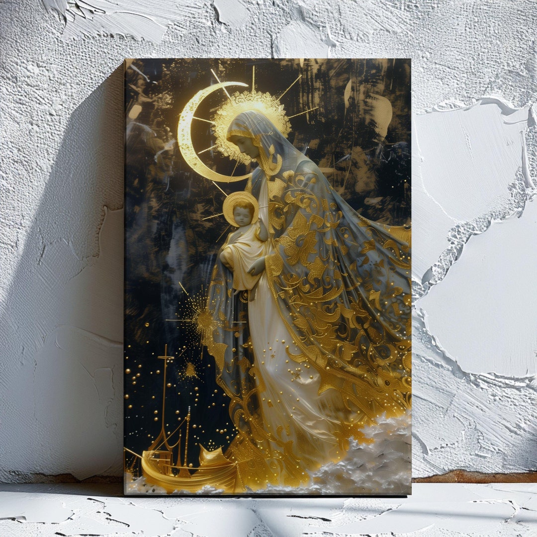 Golden Mystical Virgin of Charity of Copper Art Print - Gold Spiritual ...